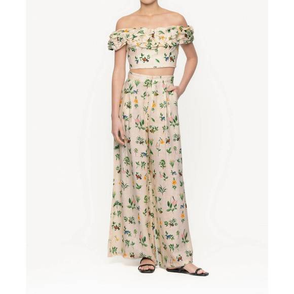 Agua Bendita | Pants & Jumpsuits | New Agua Bendita Pinon Ranas Linen Pant In Cream Multi | Poshmark